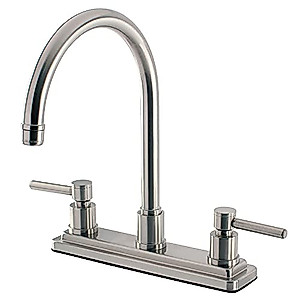 Kingston Brass KS8798DLLS Concord Twin Lever Handles 8" Kitchen Faucet Less Sprayer, Brushed Nickel