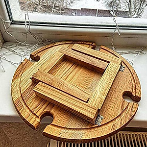 Wooden Outdoor Picnic Table Portable 2-in-1 Picnic Table Outdoor Folding Wine Glass Holder Suitable for Garden Party/Camping/Beach/Outdoor Dinner