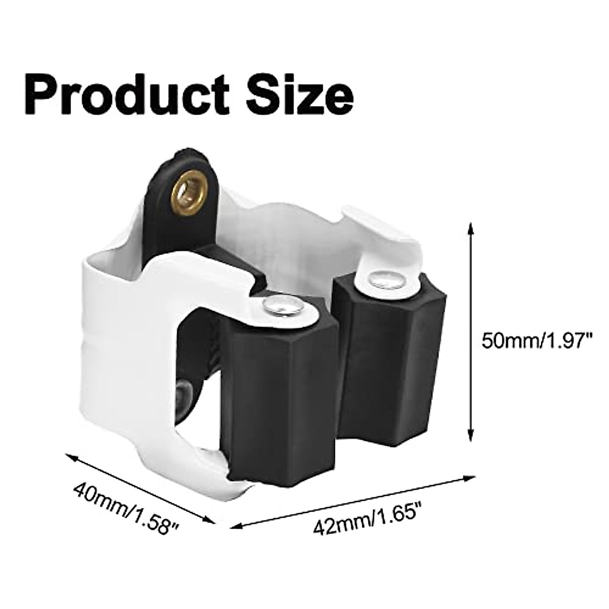 Waziaqoc 5PCS Wall Mount Broom Mop Holder, Bathroom Mop Hanger Wall Mounted Mop Clip with Screws for Garden Bathroom Kitchen - White & Black