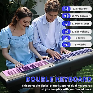 AODSK Weighted Piano 88-Key Beginner Digital Piano,Full Size Weighted keyboard with Hammer Action,with Sustain Pedal,2x25W Stereo Speakers,MP3 Function,Piano Lessons,Black,S-200