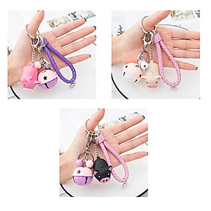 YYaaloa 3pcs Piggy Design Keychains Led Keychains Flashlight Sound Rings Creative Kids Toys Pig Cartoon Sound Light Key chains with key rings