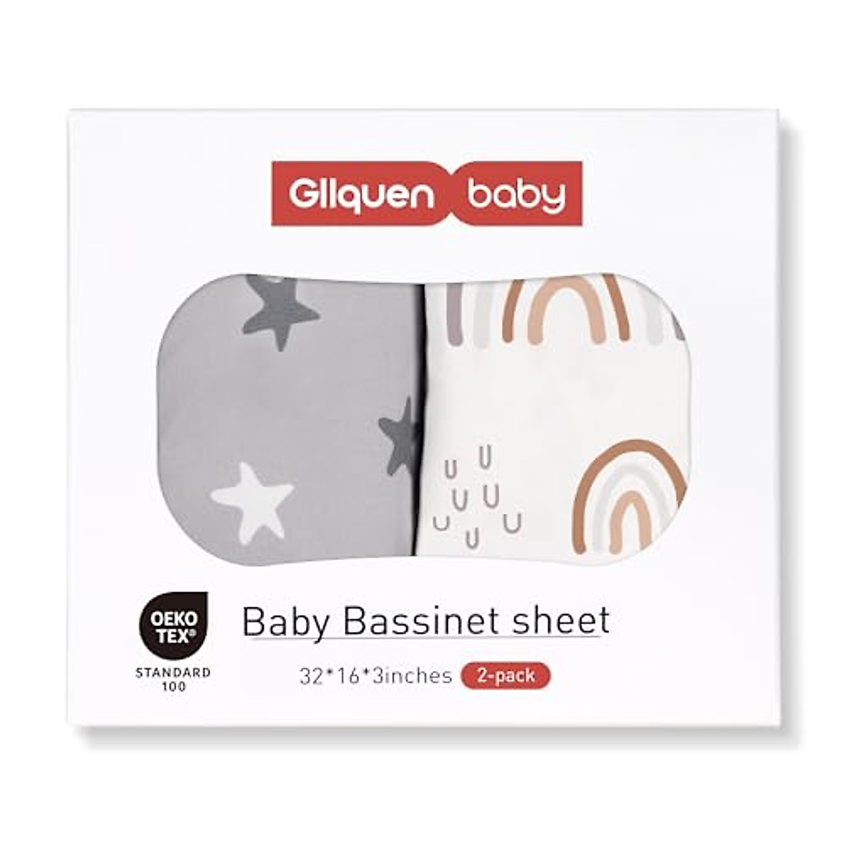 Gllquen Baby Bassinet Crib Sheets Set, Breathable Cozy Fitted Mattress Sheet, Elastic Travel Crib Fashionable Floral Pattern, Standard Cradle Safe Sheets for Baby Boy Girls 32"X16" (Rainbow)