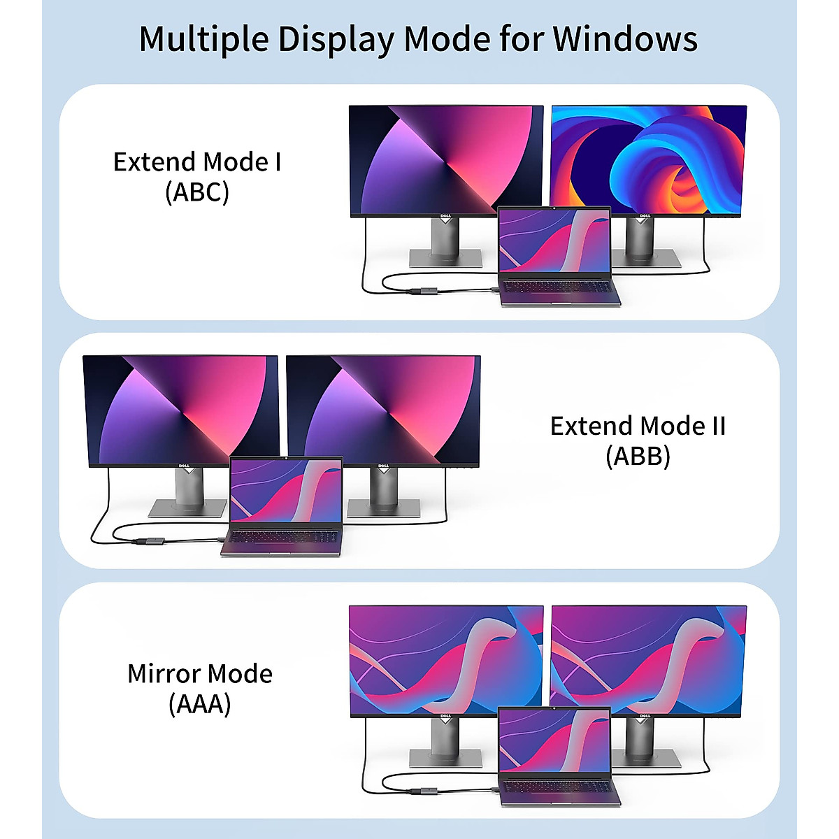 fairikabe DisplayPort to Dual DisplayPort Splitter Adapter 4K60Hz for Dual Monitor Display, MST Display Port Adapter Extend Display 1 in 2 Out, DisplayPort Hub for Desktop PC Laptop