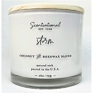 Natural Coconut + Beeswax Scented Candle Storm XL White Jar with Wooden Lid, 26 Oz.