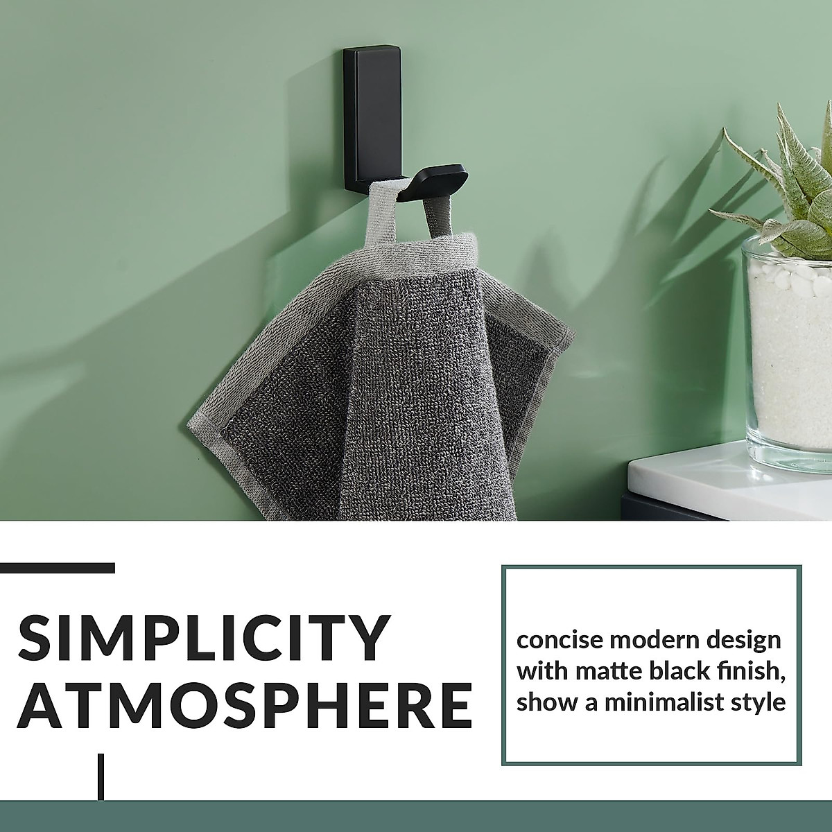 APLusee 2 Pack Bath Robe Hook, 304 Stainless Steel L Shape Coat Holder, Bathroom Home Accessories Matte Black