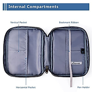 Bible Cover Case with Scripture Book Case Church Bag with 3 Cross Bookmarks Protective with Handle, Zipper and Pockets for Men 10“x7.5”x2.5" Fits Standard Size Bible 9.6"x7.5"x2.5", Black