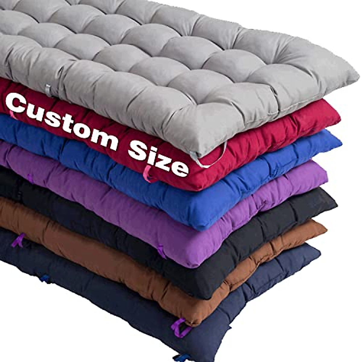 Gmsqj Custom Bench Cushion,Personalized Size Rocking Chair Cushion,Non Slip Tufted Bench Pads with Ties,Outdoor/Indoor Furniture Cushion for Garden Patio Swing Chair,Dining Chair (Grey)