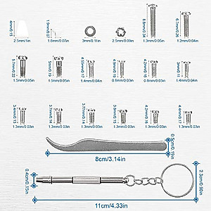 MMOBIEL 1010Pcs Professional Eyeglass Repair Kit with Screws, Precision Screwdrivers and Stainless Steel Curved Tweezer and Cloth for Eyeglass, Sunglass, Spectacles & Watch Repair