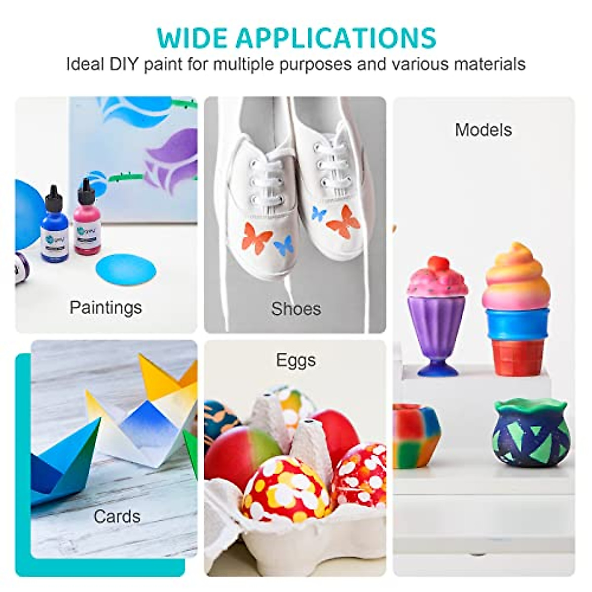 UPGREY Airbrush Paint, 18 Color Airbrush Paint Set, Opaque & Neon Colors, Water Based Acrylic Airbrush Paint Kit for Artists, Painting on Canvas, Wood (18 Colors (30 ml/1 oz))