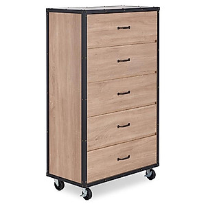 Acme Bemis Wooden Chest with Caster Wheels in Weathered Light Oak