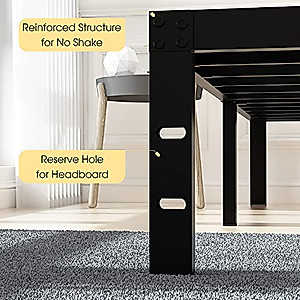 45MinST 3600lbs Heavy Duty Bed Frame,14 Inch Sturdy Steel Slat Mattress Foundation, Metal Reinforced Platform Box Spring Replacement, Easy Assembly with Quick Lock, Queen