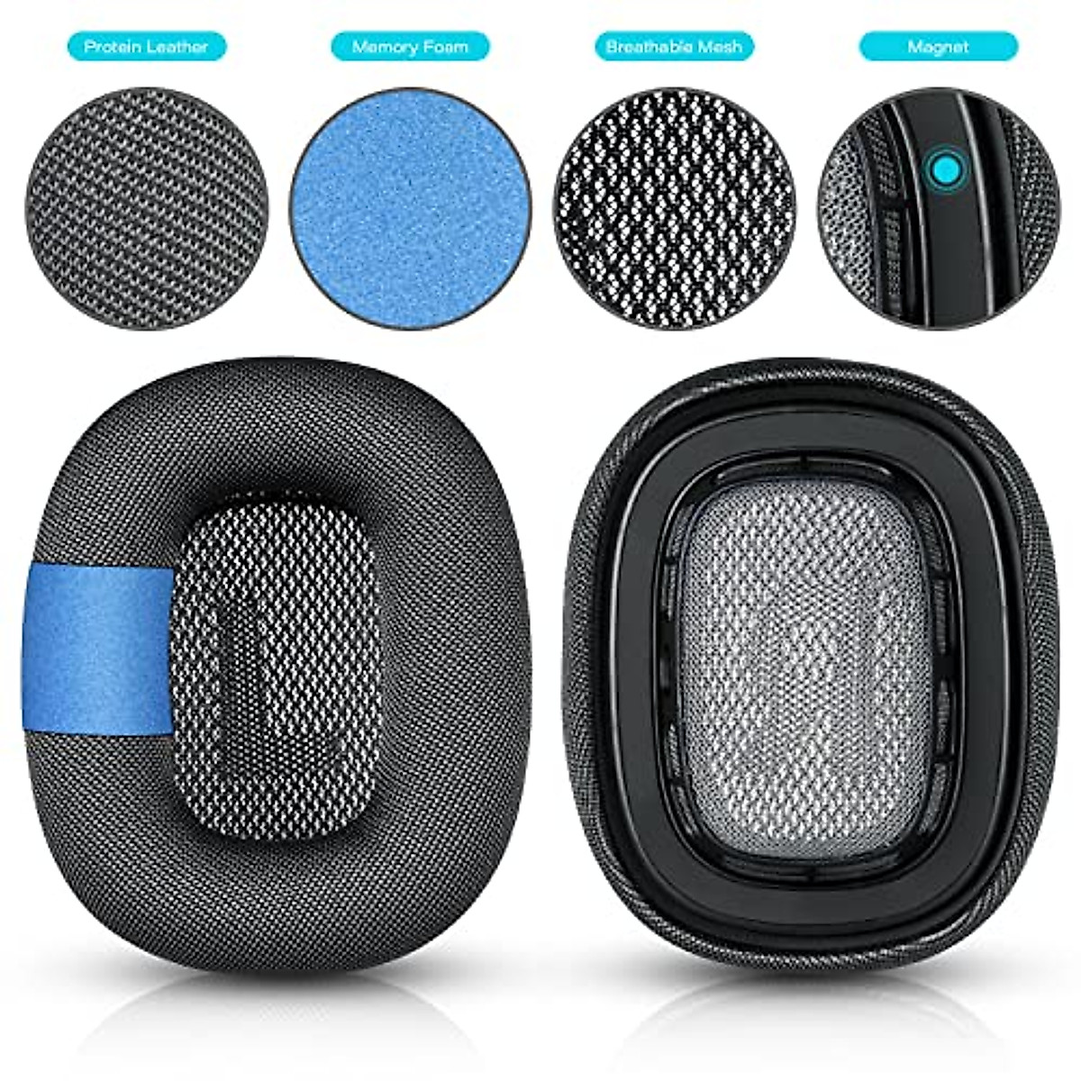 AirPods Max Ear Cushions, Comfortable & Easy to Install AirPods Max Accessories Replacement Earpads Earcups Compatible with Apple AirPods Max headphones, a Knit-Mesh Canopy and Memory Foam(Space Gray)