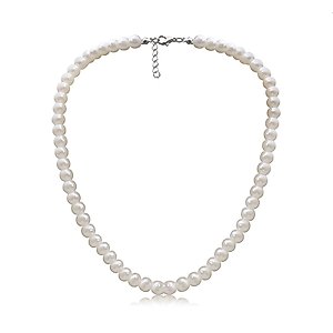 Pearl Necklace for Men, White Pearl Necklace for Women, 8MM Round Pearl Necklace, Pearl Jewelry 20" Length