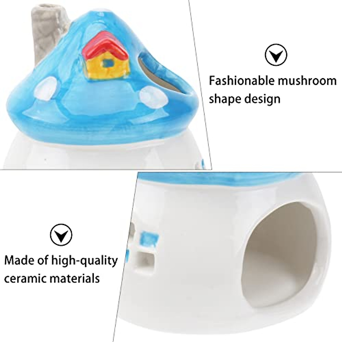 balacoo Ceramic Hamster Hideout Summer Cool Hamster Nest Mushroom Shape Pet Porcelain House for Mini Animals Guinea Pig Gerbil Ferret Syrian Hamster Chinchilla Rat