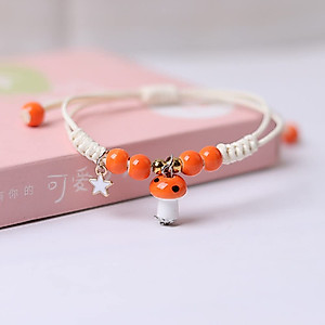 Pingyongchang 6Pcs Cute Funny Mushroom Bracelets Colorful Beaded Luck String Rope Chain Braided Bracelet Friendship Jewelry for Women