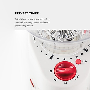 Bodum Bistro Electric Conical Burr Coffee Grinder, Preset Timer, 12 Grind Settings, White
