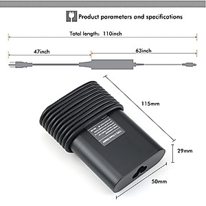 65W USB Type C AC Power Adapter Laptop Charger for Dell XPS 13 9380 9370 9365 9360 9350, Latitude 7370 7280 7480 5480 7275 5290 7490 Dell LA65NM170, 2YKOF, Dell XPS 12 9250, Dell Latitude 12 7275