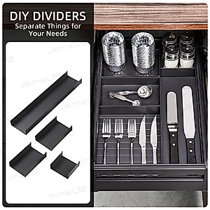 JOMOLA Pull Out Kitchen Cabinet Drawer Roll Out Pantry Shelves Heavy Duty Sliding Tray for Cabinet Full Extension Kitchen Cupboard Slide Out Shelves Organizer with Dividers 14 Inch Wide × 21 Inch Deep