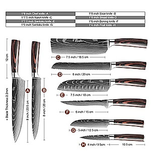 XITUO Kitchen chef Knife Set,8 Piece High Carbon Stainless Steel Knives Pakkawood Handle, Ultra Sharp Cooking Knife with Knife Sheath & Gift Box (8PCS Chef Knife Set)