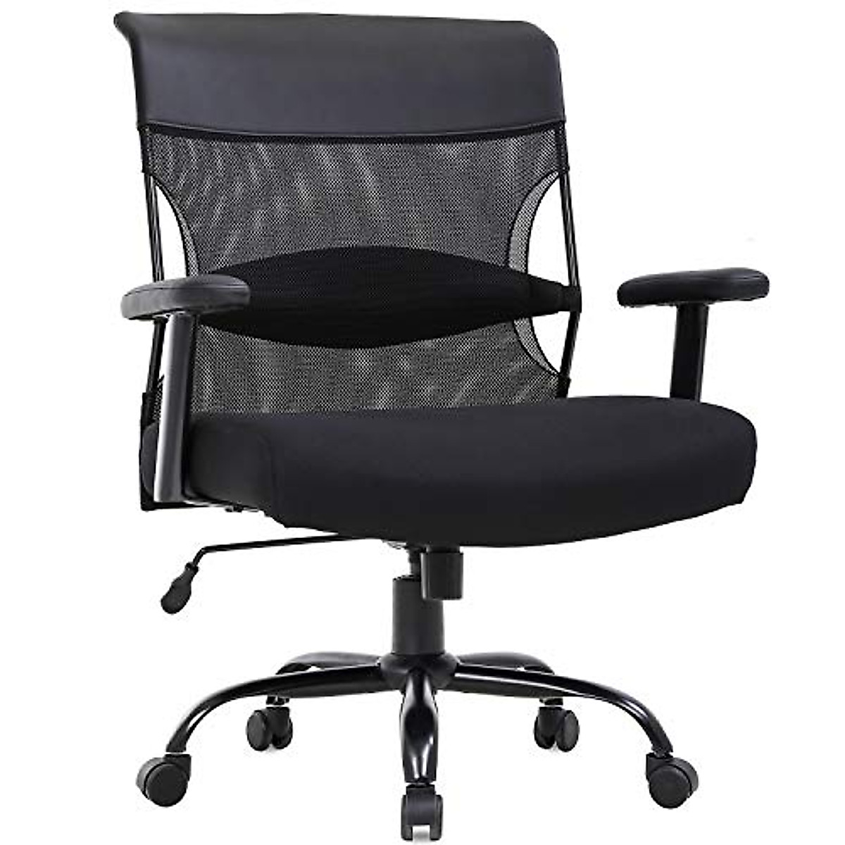 BestMassage Big and Tall Office Chair 400lbs Wide Seat Desk Chair Ergonomic Computer Chair Task Rolling Swivel Chair with Lumbar Support Adjustable Mesh Chair for Adults Women, Black