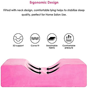SAILFIN Lash Pillow for Lash Extensions, Eyelash Extension Pillow, Lash Bed Pillow, Memory Foam Lash Neck Pillow for Lash Extensions, Pink