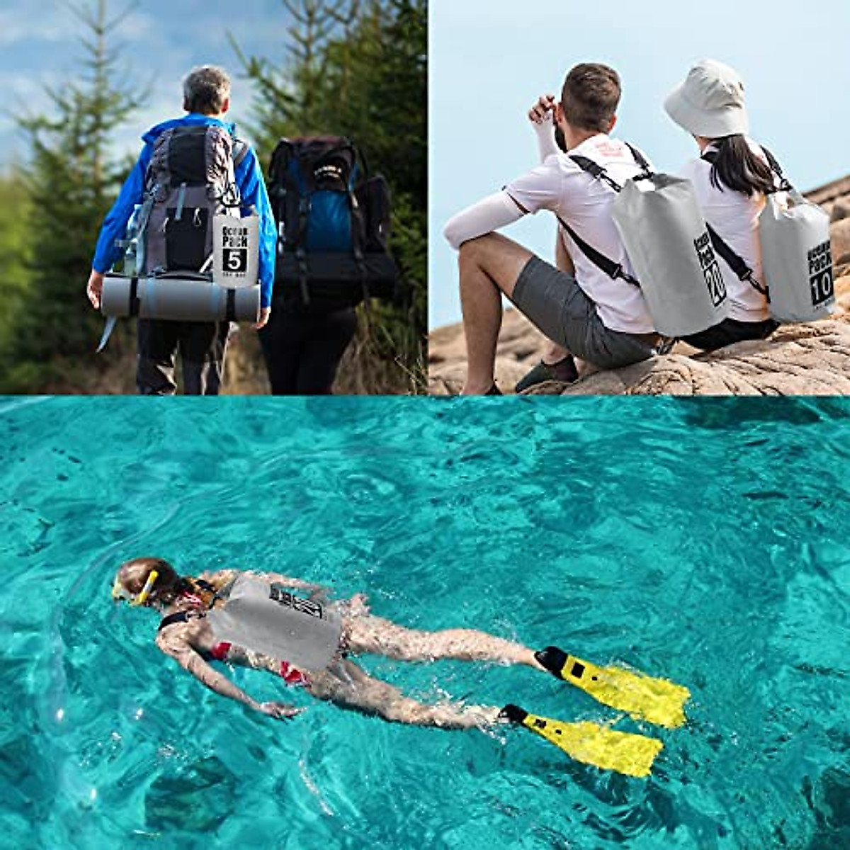 JIMACRO Dry Bag Waterproof Backpack, 30L Roll Top Float Lightweight Dry Bags Shoulder Strap Backpack, 500D Tarpaulin Wet Bag for Travelling Fishing Cycling Kayaking Swimming Boating