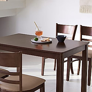 Livinia 5 Piece Cabin Wooden Dining Room Table Set with 4 Ladder Back Chairs (Walnut)