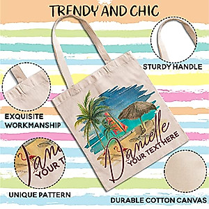 Lara Laser Works Personalized Tote Bag for Women, Custom Summer Bag w/ Name and Text, Canvas Tote Bag with 8 Designs, Tropical Beach Bag, Vacation Gifts for Her
