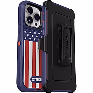 OtterBox iPhone 14 Pro Max (ONLY) Defender Series Case - AMERICAN FLAG, rugged & durable, with port protection, includes holster clip kickstand