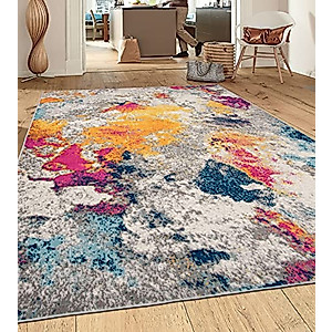 Rugshop Distressed Abstract Watercolor Area Rug 6'6" x 9' Multi