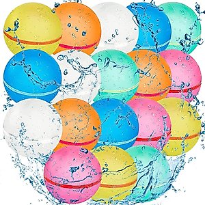 18 PCS Reusable Water Balloons Balls, Soft Silicone Quick Fill Balloons Splash Fun,Outdoor Backyard Summer Party Easy Quick Fun Water Fight Game for Swimming Pool, Summer Party Gift Pool