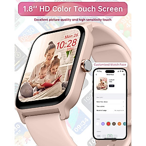 Smart Watches for Men Women (Answer/Make Call), Alexa Built in, 1.8" Full Touch Screen Fitness Tracker with Heart Rate SpO2 Sleep Monitor IP68 Waterproof Smart Watch for iPhone Android Phones, Pink