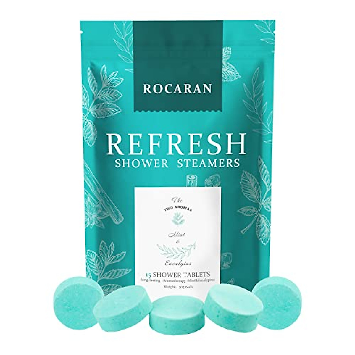 ROCARAN Aromatherapy Shower Steamers Tablets: 15PCS Natural Shower Bombs Pack for Home Spa | Stress Relief | Sinus Relaxing | Gift Set | Vapor Bath