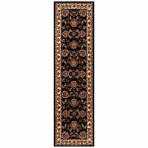 SAFAVIEH Lyndhurst Collection 2'3" x 8' Black/Ivory LNH555 Traditional Oriental Non-Shedding Living Room Entryway Foyer Hallway Bedroom Runner Rug