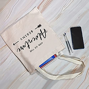 VAMSII and so the Adventure Begins Tote Bag Bride Shoulder Bag Adventure Lover Gift Bachelorette Party Gift Bag Graduation Gifts (Tote Bag)