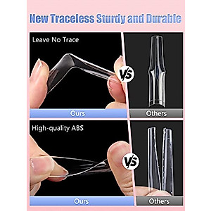 Quaferen 504Pcs Clear Coffin Nail Tips for Acrylic Nails Professional, XXXL Extra Long No C Curve Coffin Straight Acrylic Nail Tips, Half Cover No Crease Nail Extension False Nails for DIY Nail Art