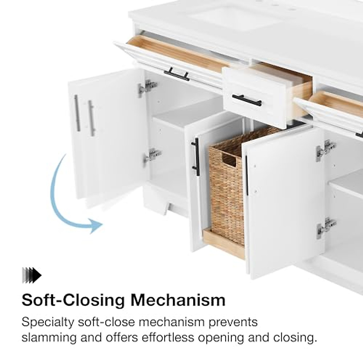 Ove Decors Emery 72 in. Double Sink Bathroom Vanity, in Pure White