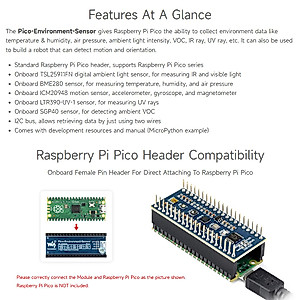 Waveshare Environment Sensors Module for Raspberry Pi Pico 2C Bus