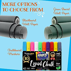 MMFB White Board Sticker Dry Erase, Chalkboard Wallpaper Stick and Peel Adhesive Roll with 4 Ery Erase Chalk Markers for Wall, Tables, Schools, Home (17.8" X 84", 1 Pack)