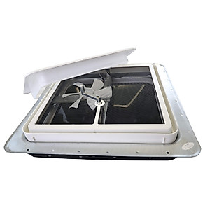 Class A Customs | 2 PACK | 14" RV Roof Vent 12 Volt Powered Fan with SMOKE Wedge Style Lid - 1” Garnish Ring | 74112A-2PK