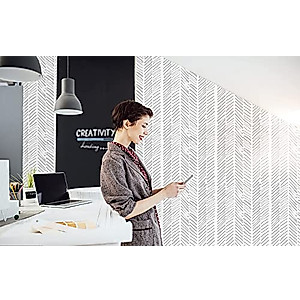 Guvana Line Peel and Stick Wallpaper Gray and White 17.7"x118" Self Adhesive DIY Removable Stripe Contact Paper Decorative for Livingroom Bedroom Wall Covering