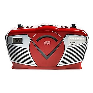 PROSCAN Retro Style Portable CD Boombox with AM/FM Radio- Top Loading CD - Aux-in Jack - AC & Battery Compatible - LCD Display - Carrying Handle