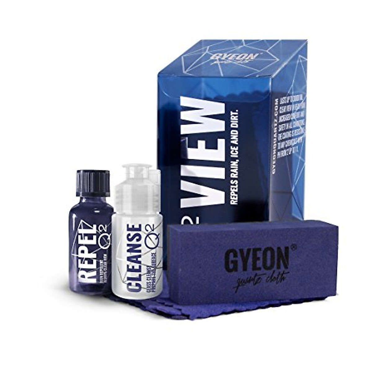 GYEON Quartz Q² View - Ceramic Coating for Glass - Increased Visibility - Extremely Hydrophobic - Ultra Hard 9H sio2 Ceramic Car Coating - Self Cleaning Repels Water and Contaminants - Ceramic Shine