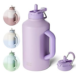 BOTTLE BOTTLE Insulated Water Bottle 64 oz with Straw and Dual-use Lid Stainless Steel Water Bottle with Handle Stainless Steel Jug for Workout Gym Soccer and More Sports purple