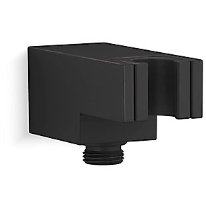 Kohler 26310-BL Statement Wall-Mount handshower Holder with Supply Elbow and Check Valve, Matte Black