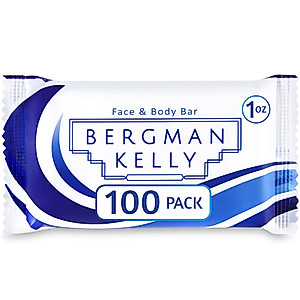 Bergman Kelly - Hotel Soap Bars - White Tea, 1 oz, 100 PK - Travel Size Luxury Bulk Amenities Bar Soap - Mini Individually Wrapped Rectangular Soap, Small Toiletries for Airbnb, Motel, Guest Bath