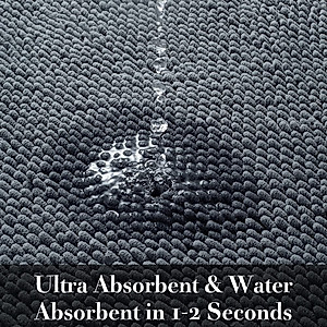 SONORO KATE Bathroom Rug,Non-Slip Bath Mat,Soft Cozy Shaggy Durable Thick Bath Rugs for Bathroom,Easier to Dry, Plush Rugs for Bathtubs, Rain Showers and Under The Sink (Dark Grey, 32"×20")
