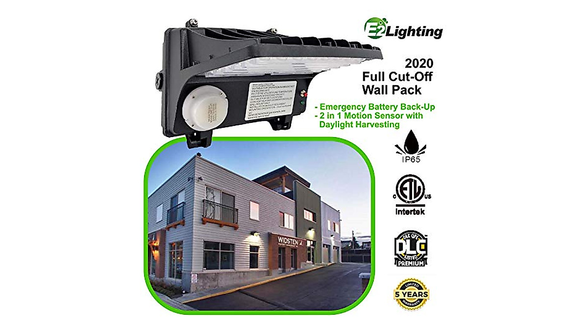 E2 Lighting LED Wall Pack 60W - Motion Sensor & Emergency
