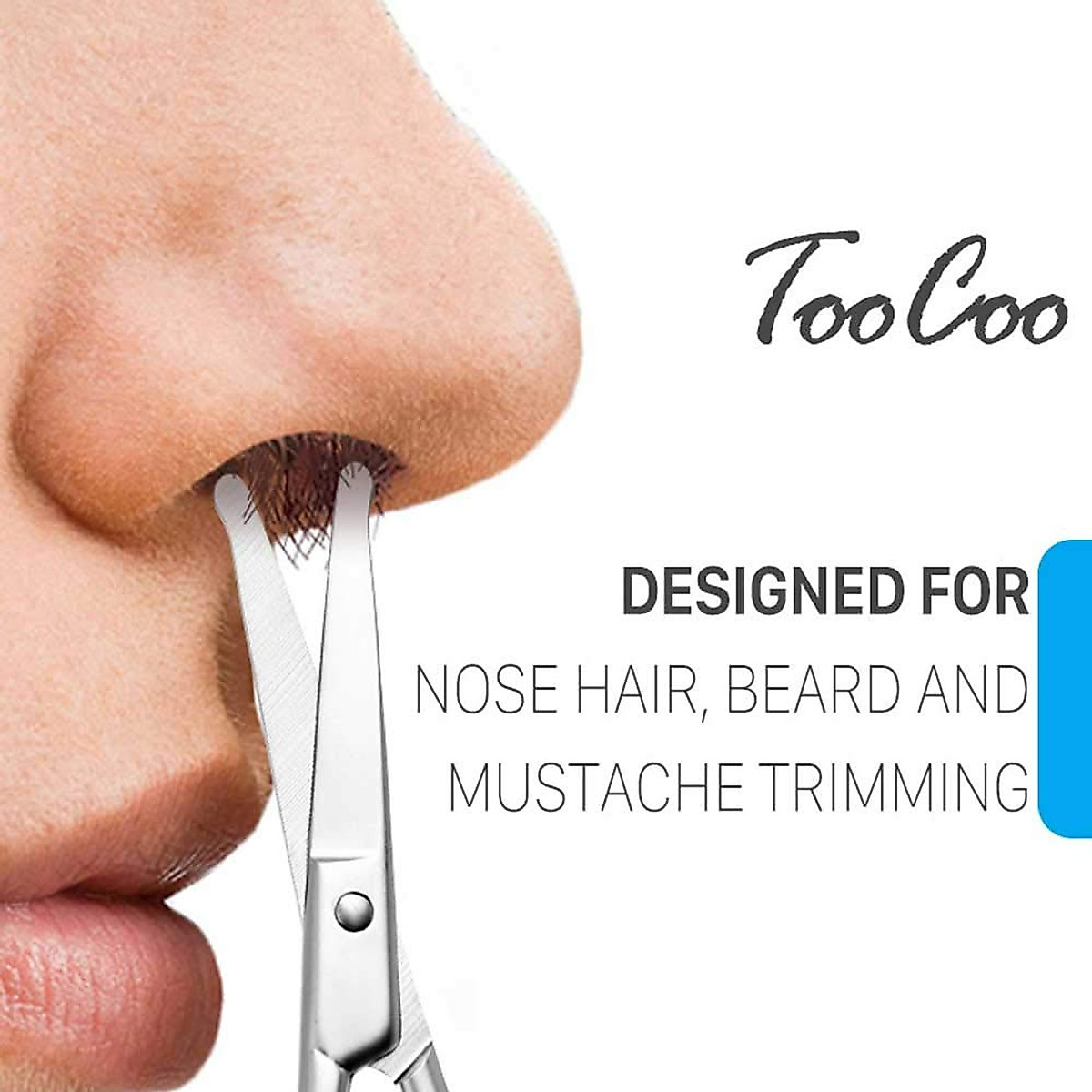 TooCoo Stainless Steel Dog Grooming Scissors Eyebrow Grooming Scissors Mustache Scissors Manual Nose Hair Scissors, Rounded Eyebrows Facial Hair Scissors (Scissors[2 Pack])