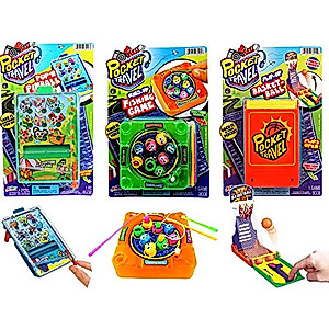 JA-RU Pocket Retro Mini Handheld Games (3 Toys Bundle) Mini Basketball, Hand Pinball Game, & Magnetic Fishing Toy. Classic Party Favors for Kids. 3255-3258-3205p